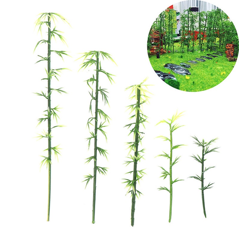 20 Pcs Miniature Bamboo Tree Models Train Railway Accessories Forest ...