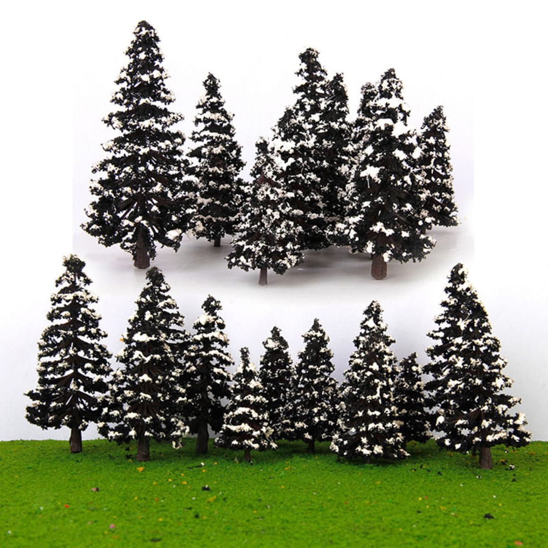 30 Pcs Mixed Miniature Snow Cedar Trees Models Train Railway ...