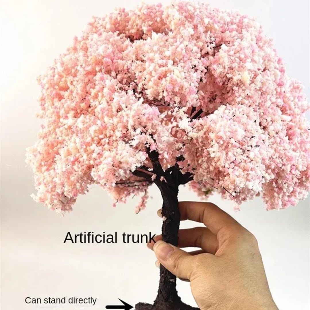 10/15/20/25/28cm Miniature Pink Cherry Blossom Wire Tree Model DIY ...