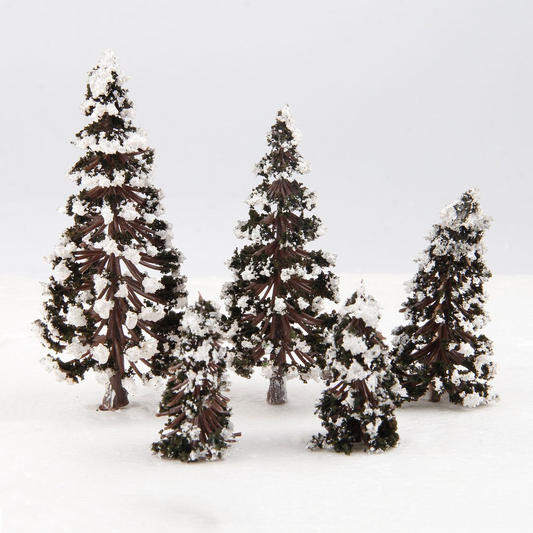 16 Pcs Miniature Snow Cedar Trees Models Train Railway Accessories ...