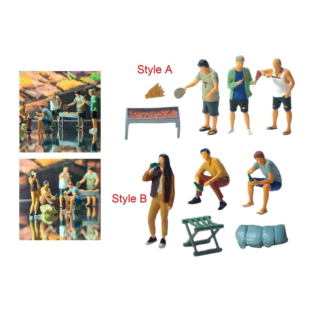 5 Pcs Miniature BBQ Barbecue Scene People Figure 1:64 Model S Scale ...