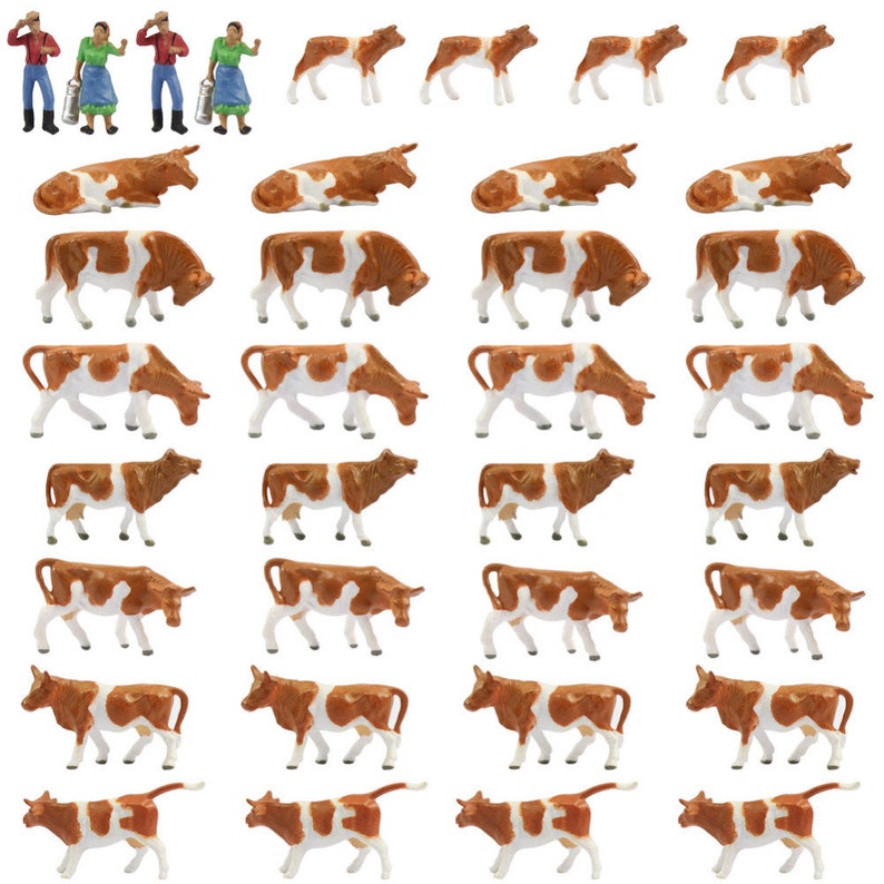 Miniature Brown Dairy Cow Models 1:87 Scale, HO Scale Farm Animals ...