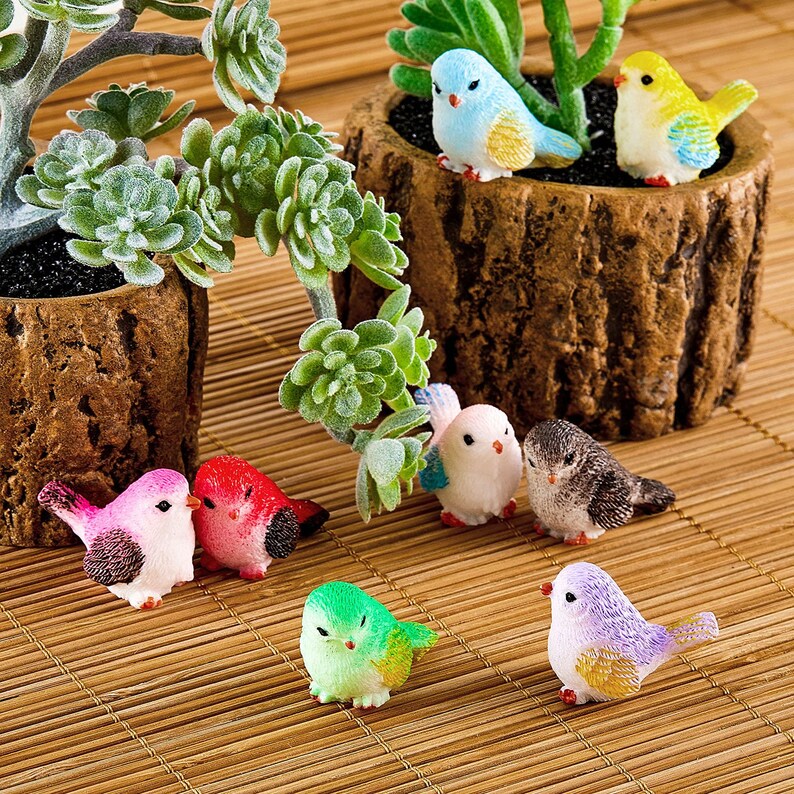 8 Pcs Miniature Cute Sparrow Bird Animal Resin Figure Models - Etsy