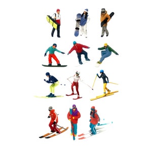 3 Pcs Miniature Skier Snowboarder Ski Sports People 1:87 Figures HO ...