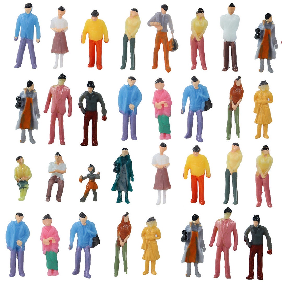 100pcs 1:100/150/200/HO/N Scale Model Miniature Train Passenger People ...