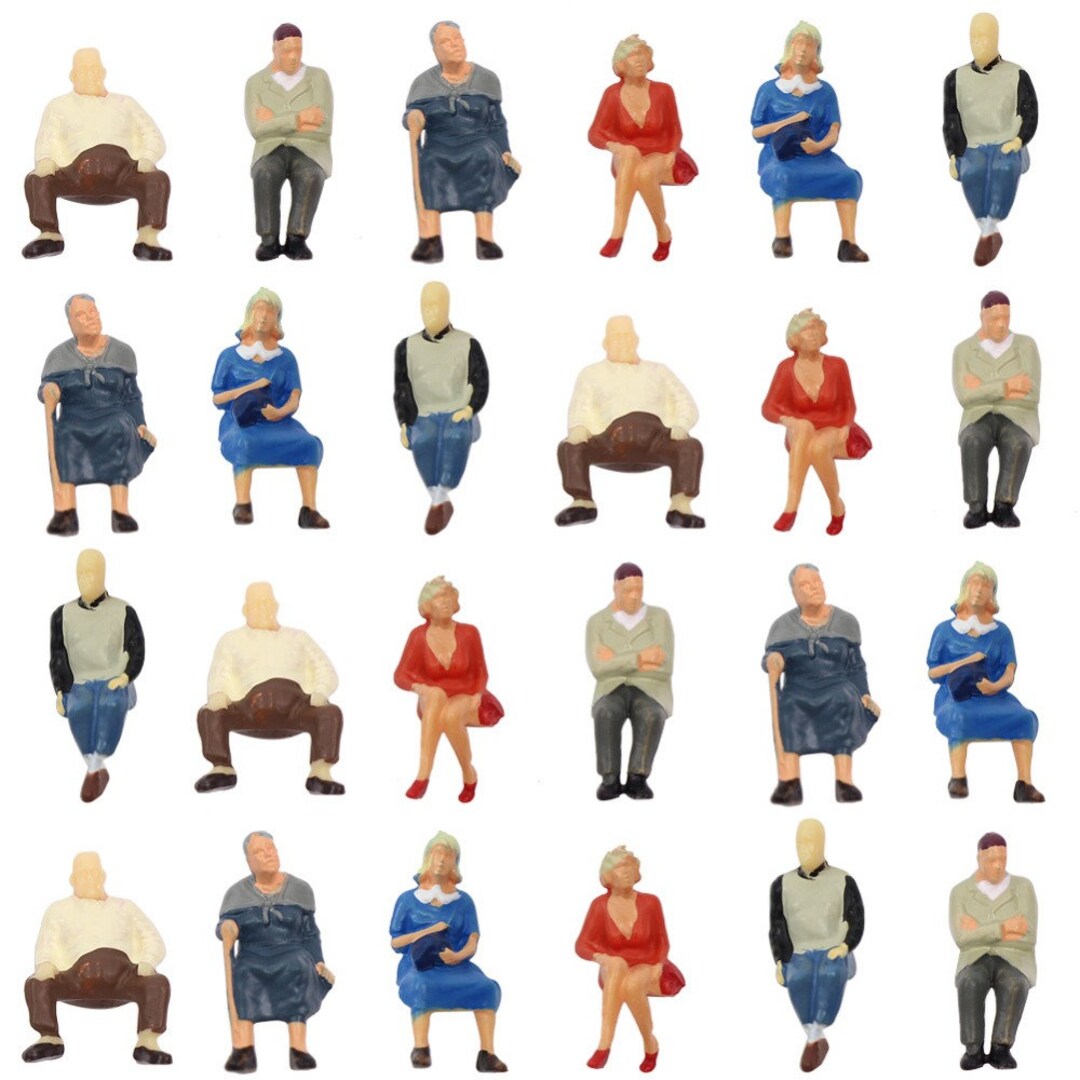 24 Pcs Miniature Seated Passenger Sitting People Old Man Woman 1:48 ...