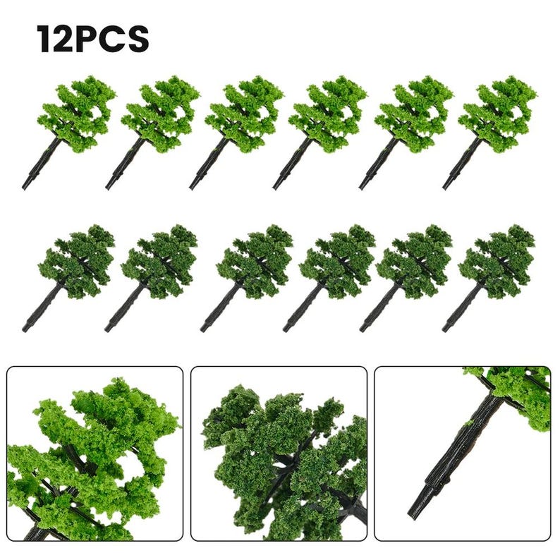 12pcs Miniature Model Trees, 5cm Realistic Greenery for HO OO N Scale ...