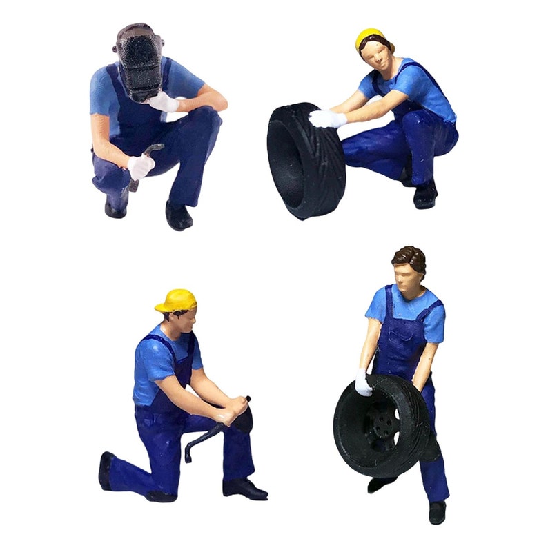 Miniature Resin Garage Worker Figures 1:64 Scale, Diorama Model People ...