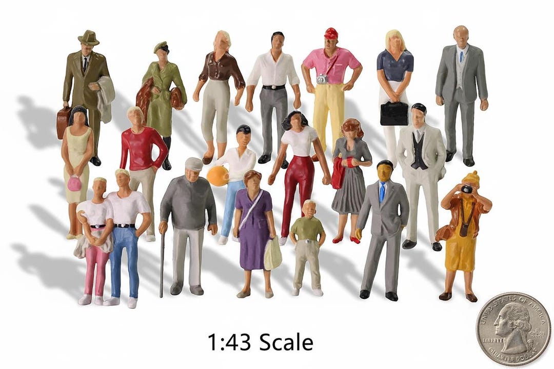 20pcs Miniature People Figures, O Scale 1:43 Model Railway Diorama ...