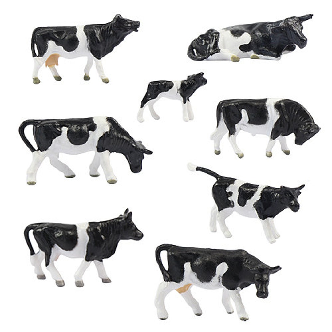 32 Pcs Miniature Dairy Cow Farm Animal 1:87 Figure HO Scale Models Toys ...