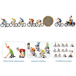 15 Pcs Bike Bicycle Racing 1:87 Figure HO Scale Models Landscape ...