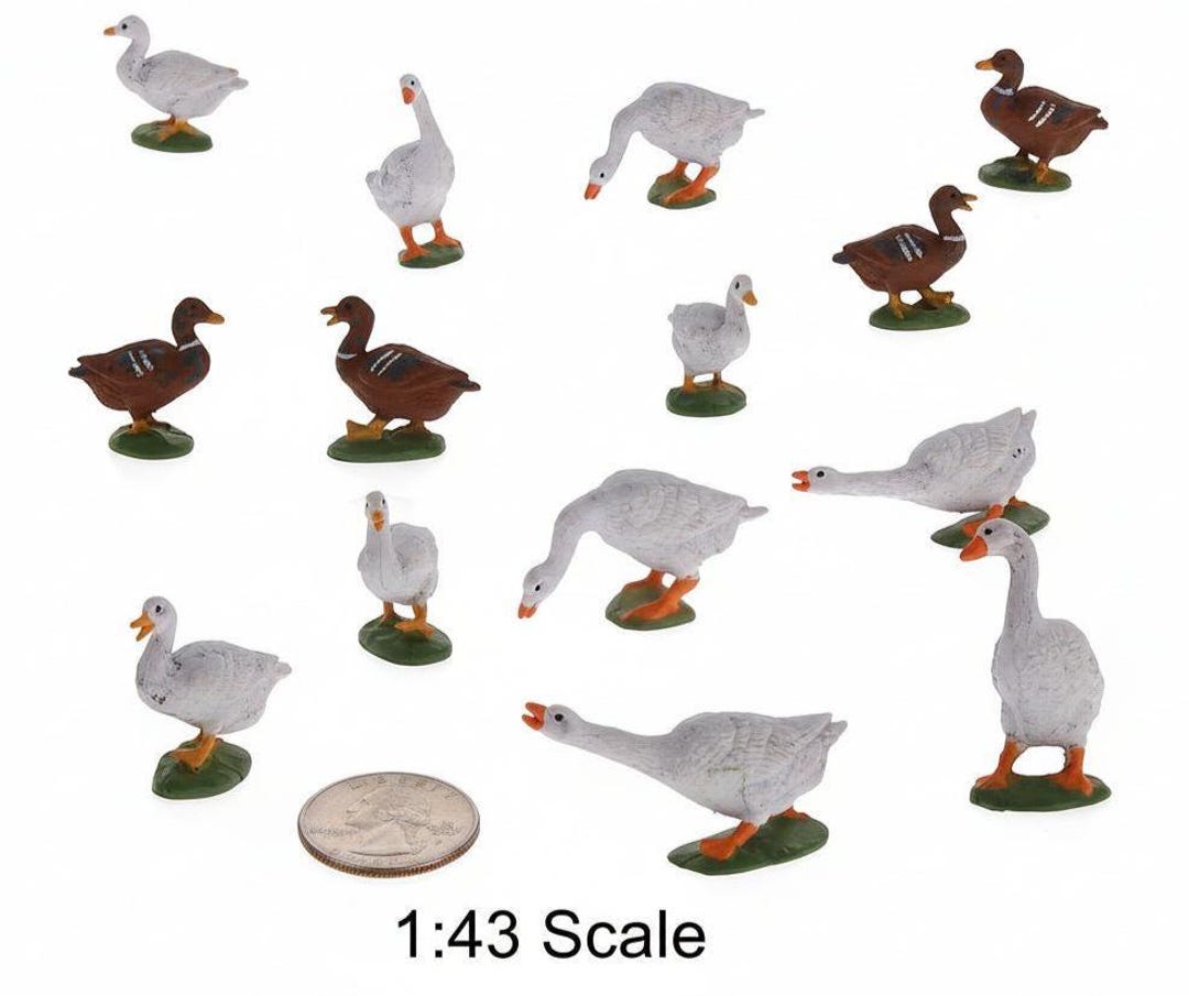 Miniature Duck & Goose Figures 1:43 O Scale Farm Animals for Model ...