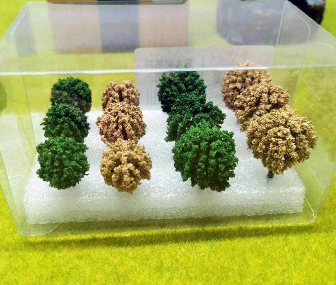 12 Pcs Miniature Shrubs Trees Vegetation Model Train Railway ...