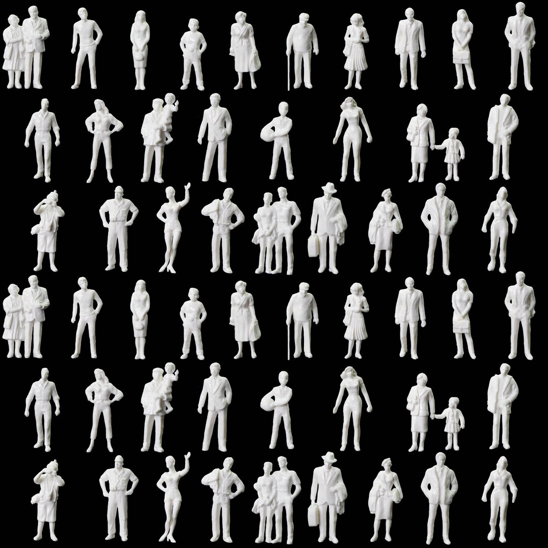60 Pcs Miniature Standing Passenger People 1:43 Unpainted Figure O ...