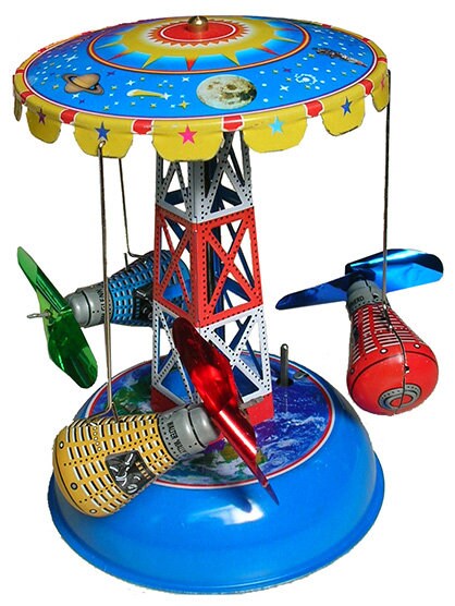 MS631 Vintage Space Capsule Carousel Spaceship Retro Clockwork Wind up ...