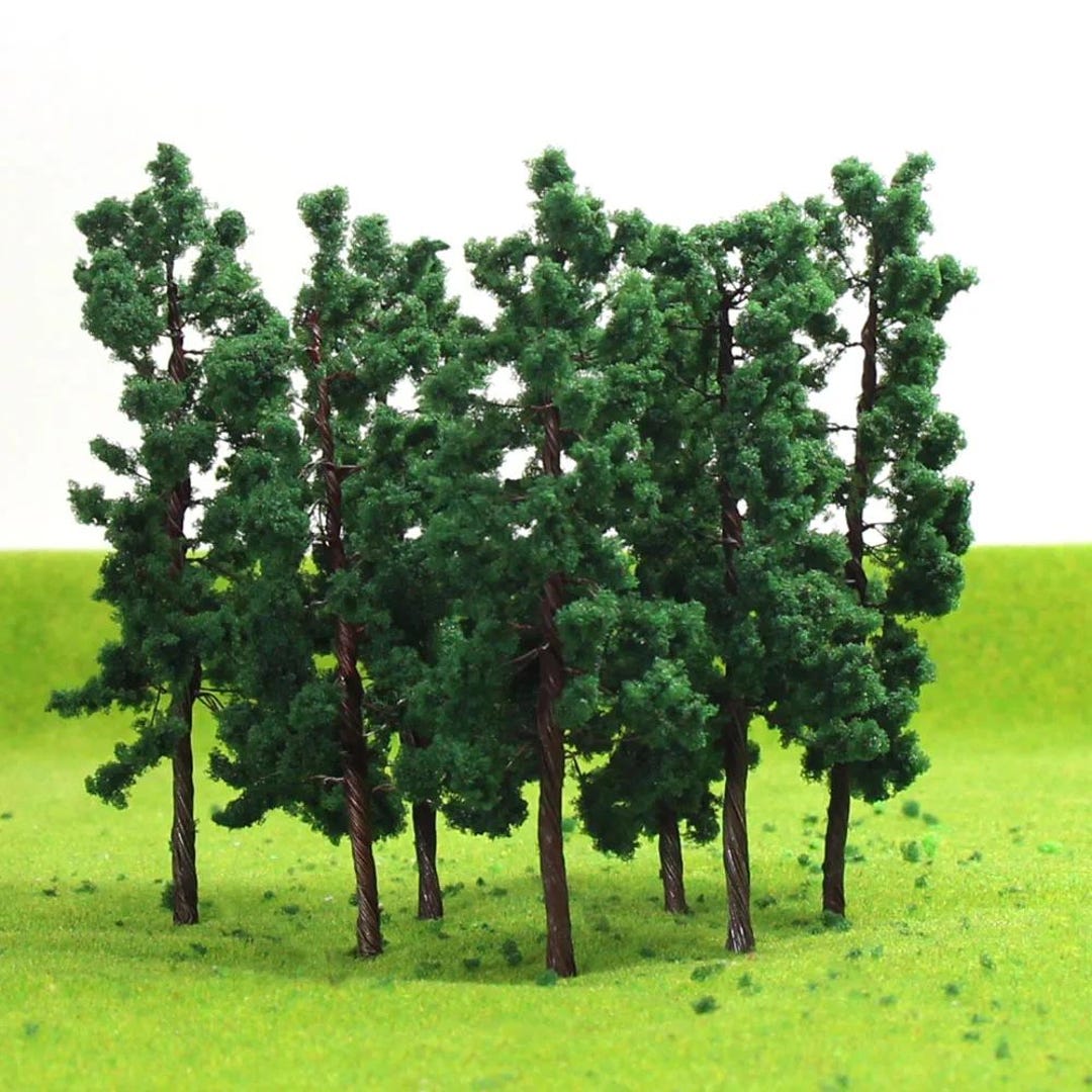 20 Pcs 7.5cm Miniature Green Tree Model Iron Wire Trunk OO HO Scale 1: ...