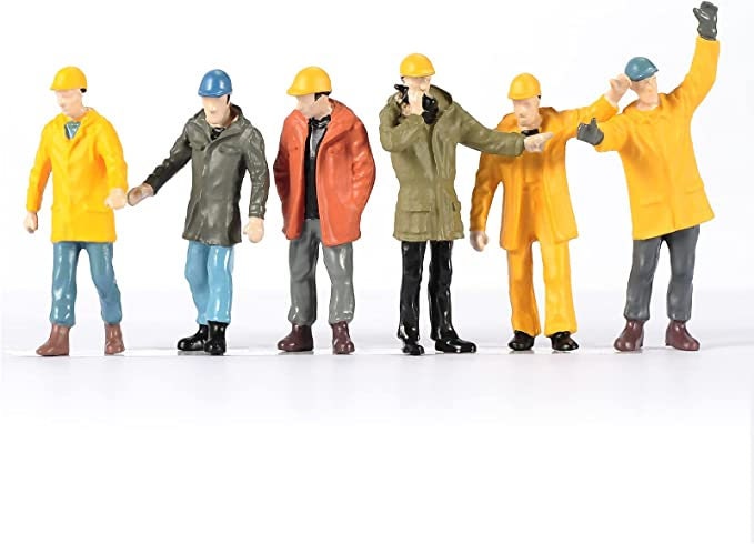 6 Pcs Miniature Construction Engineer Worker People Figure 1:50 Models ...