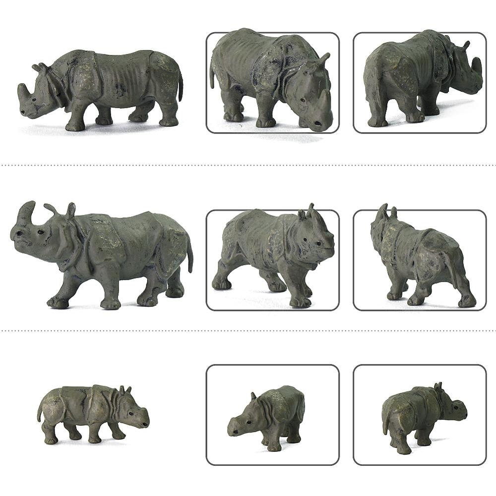 12 Pcs Miniature Rhinoceros Wild Animal 1:87 Figures HO Scale Models ...