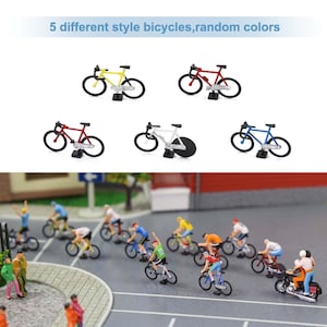 15 Pcs Bike Bicycle Racing 1:87 Figure HO Scale Models Landscape ...