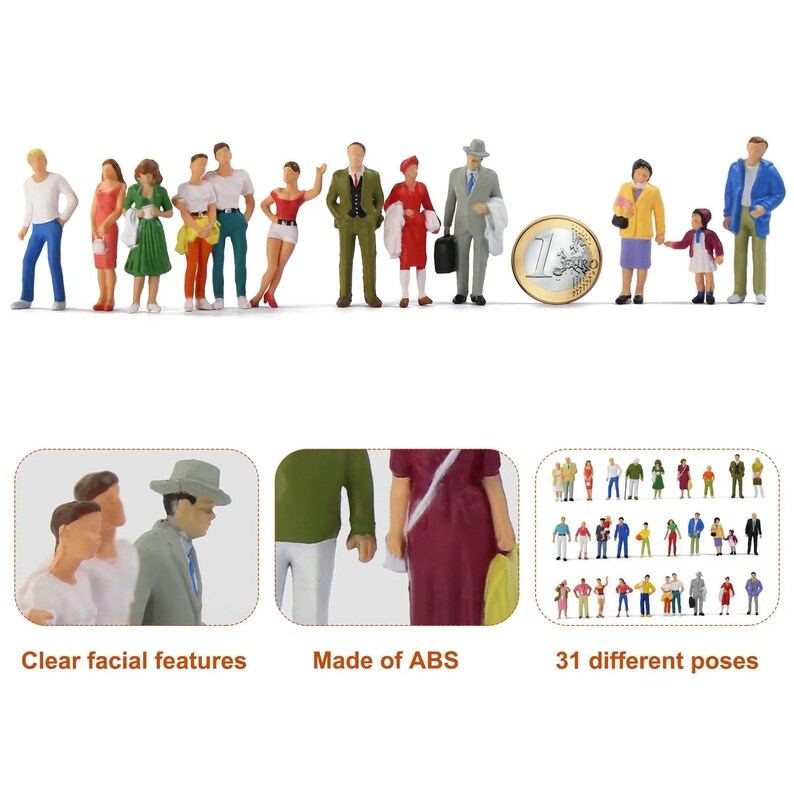 10pcs Miniature People Figures O Scale 1:43 Model for Railway Diorama ...