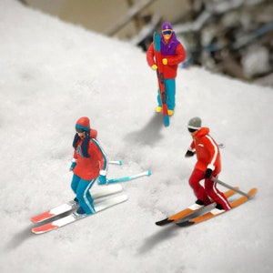 3 Pcs Miniature Skier Snowboarder Ski Sports People 1:87 Figures HO ...