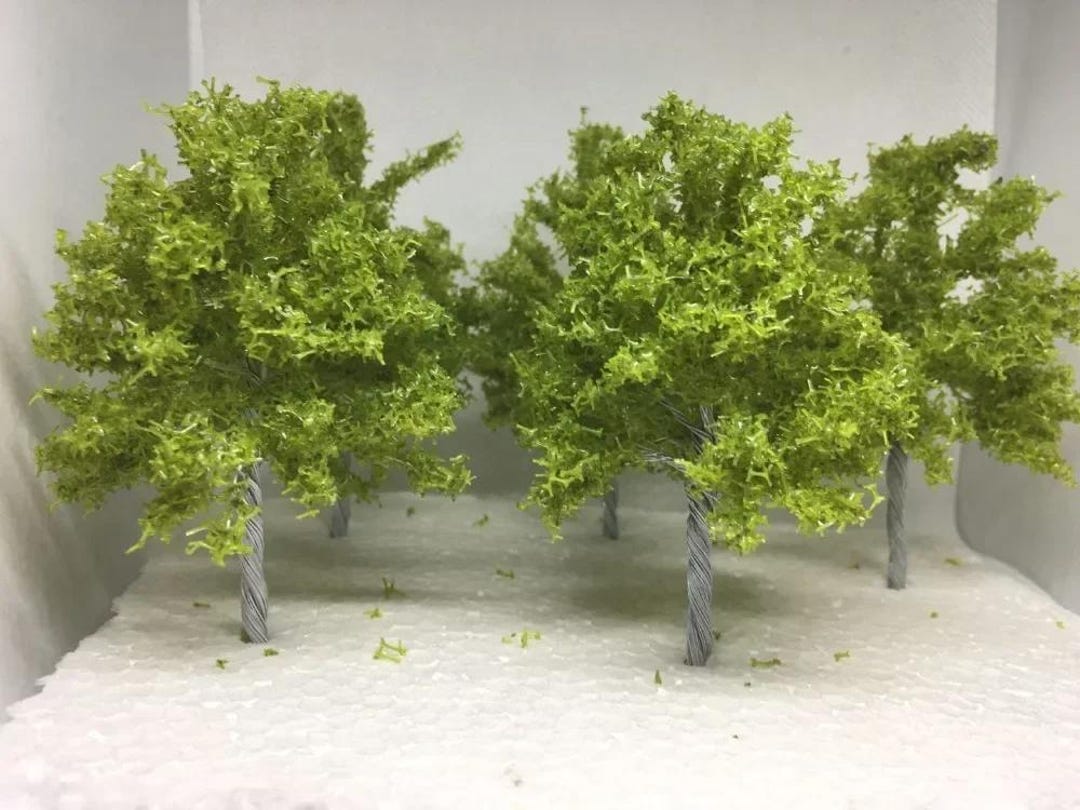 3/5 Pcs 10/12/15cm Miniature Green Tree Model Train Railway Accessories ...