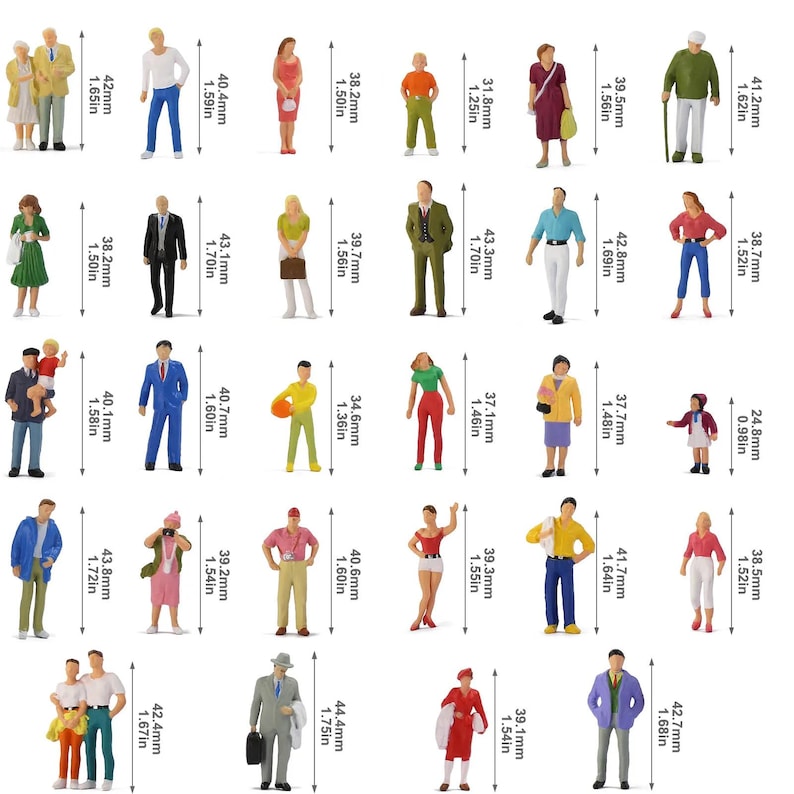 10pcs Miniature People Figures O Scale 1:43 Model for Railway Diorama ...