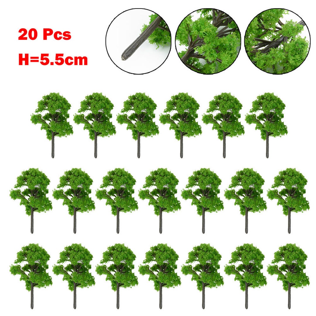 20 Pcs 5.5cm Miniature Green Tree Models Train Railway Accessories ...