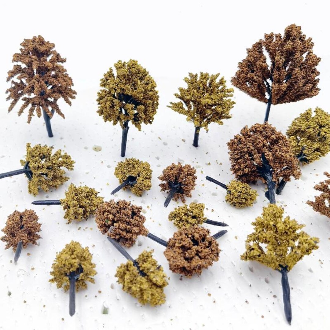 50/100pcs Miniature Autumn Trees N TT Scale, Model Railway Scenery ...