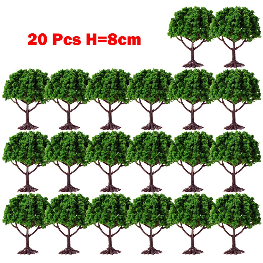20 Pcs 8cm Miniature Tree HO OO Scale Models Train Railway Accessories ...