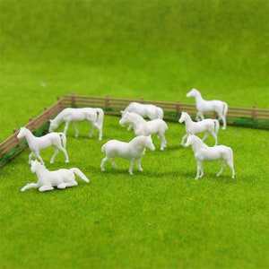 100pcs Unpainted Miniature Horse Figures, HO Scale 1:87 Model for DIY ...
