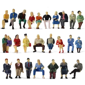 25 Pcs Miniature Sitting Seated People Passenger 1:43 Figures O Scale ...