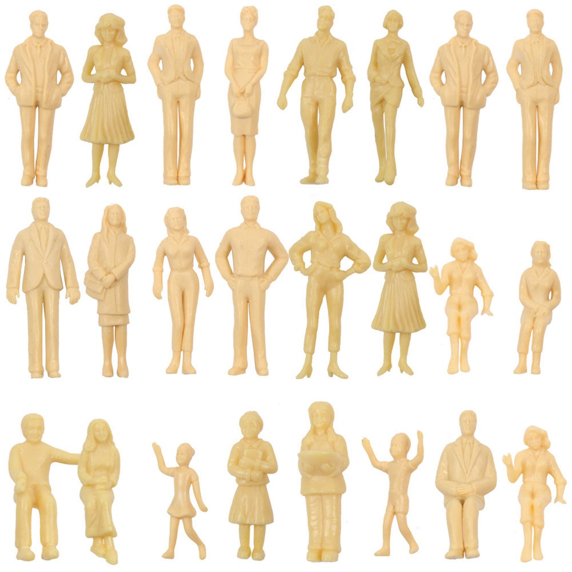 24pcs Unpainted Miniature People Figures 1:25 Scale Model Railway ...
