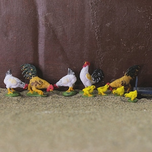 16 Pcs Miniature Chicken Chick Animal 1:43 Figures O Scale Models Toys ...