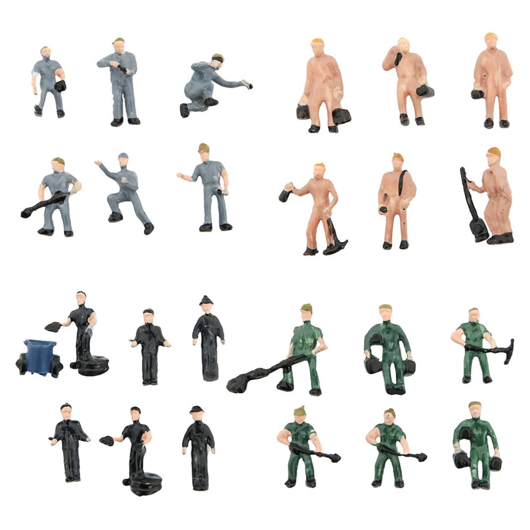 25 Pcs Miniature Railway Worker Train People Painted Figures 1:87 Ho ...