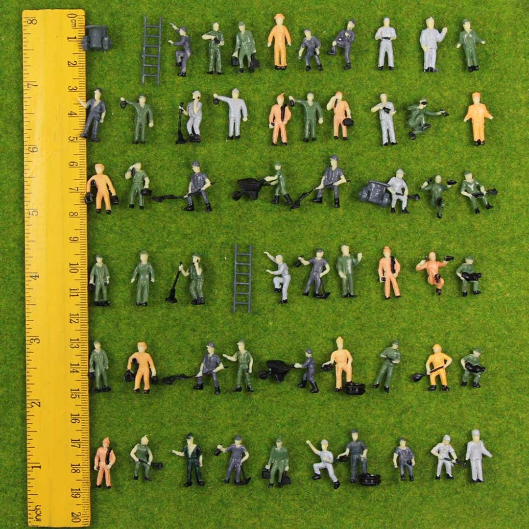 50pcs Miniature Engineer Workers 1:87 HO Scale Figures, Model Train ...
