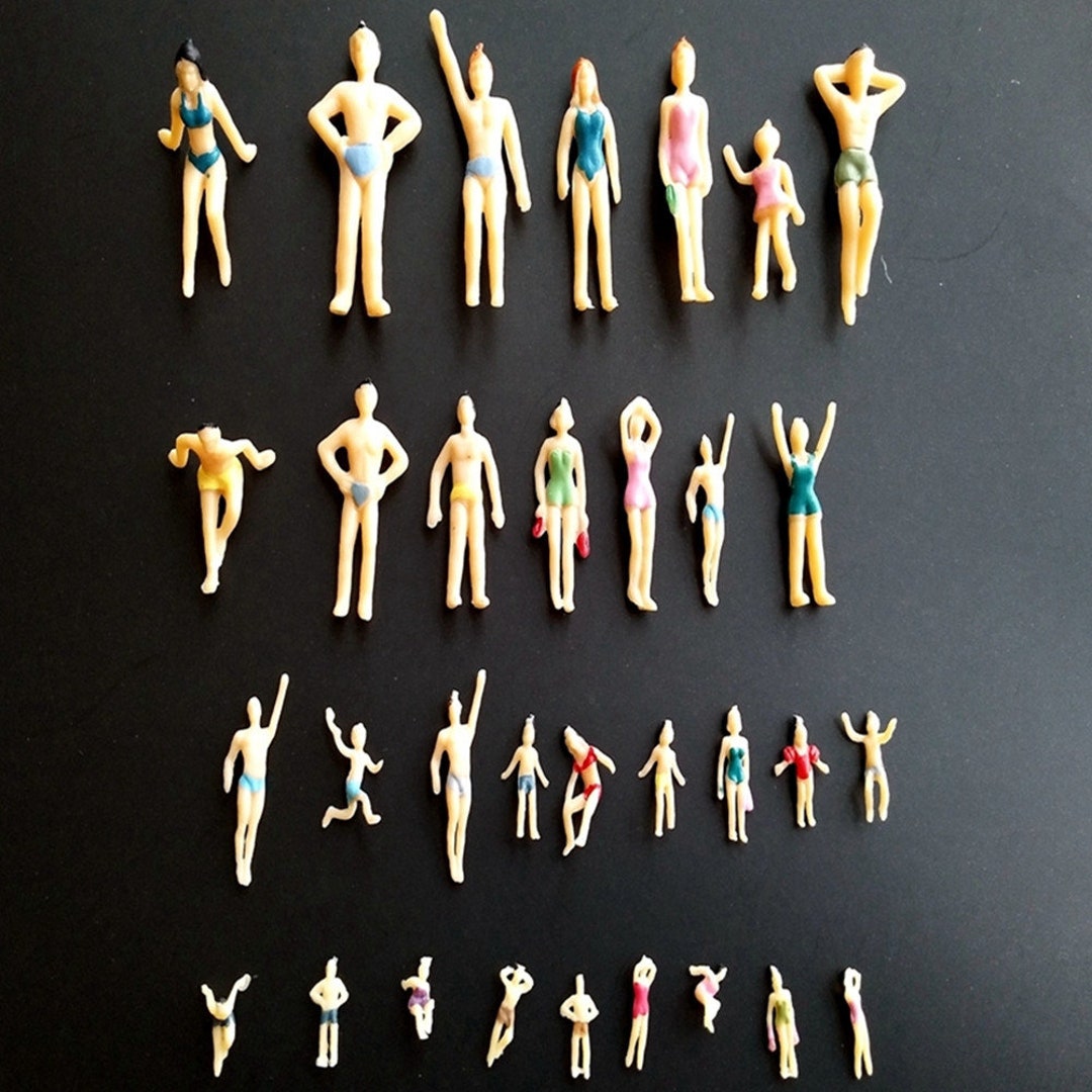 30 Pcs Miniature Swimming People Figure 1/50-1/150 Scale Models Beach ...
