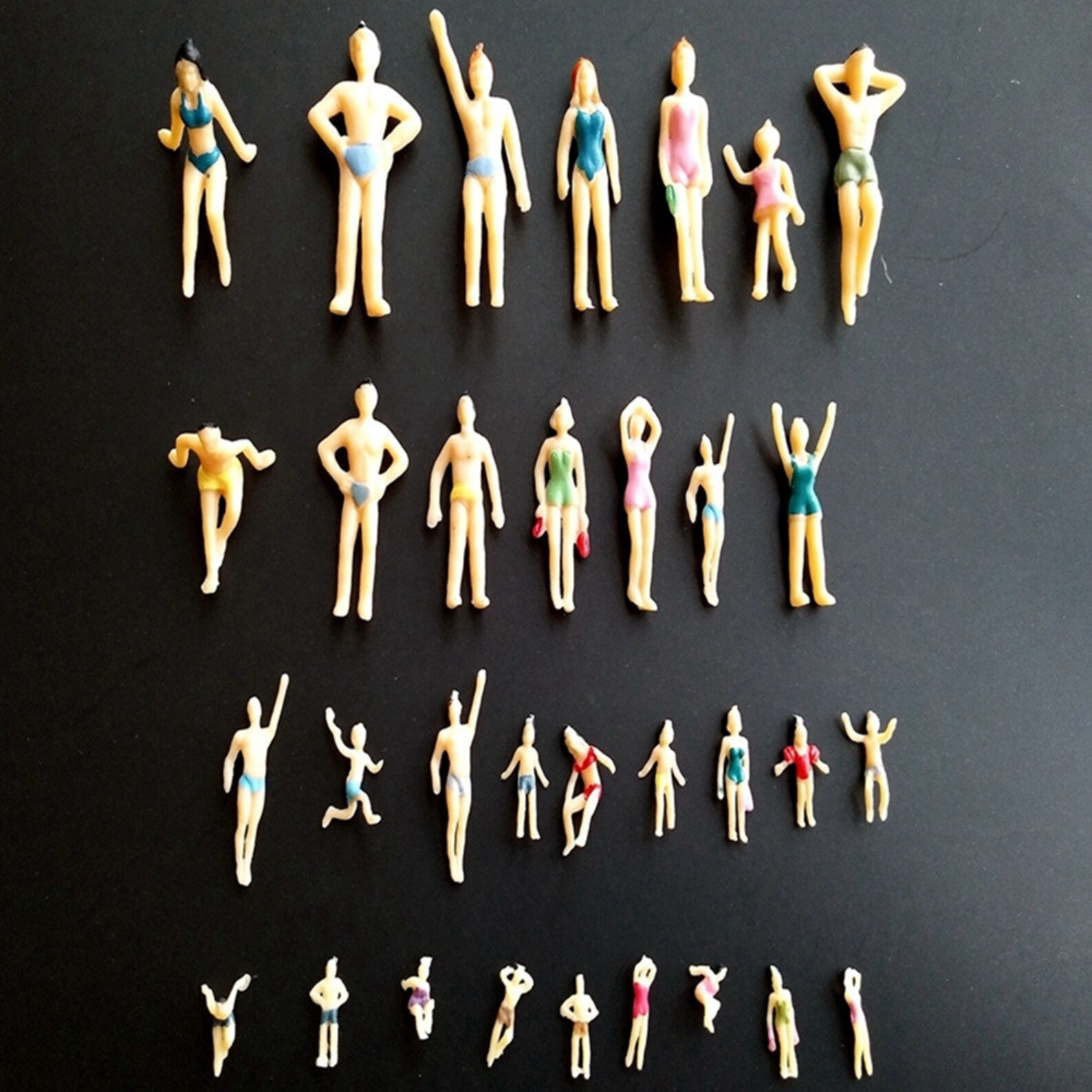 30 Pcs Miniature Swimming People Figure 1/50-1/150 Scale Models Beach ...