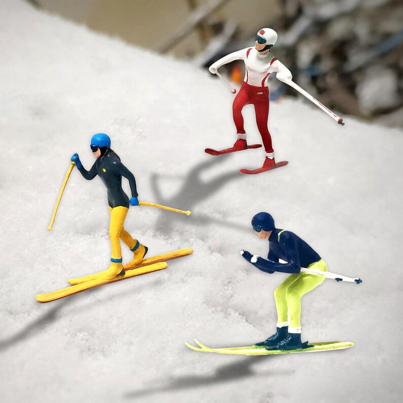 3pcs Miniature Skier & Snowboarder Figures 1:87 Scale Model Diorama ...