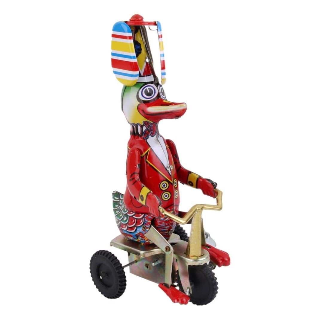 Vintage Circus Duck on Bike Tricycle Propeller Hat Retro Clockwork Wind ...