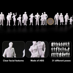 Unpainted Miniature People Figures 1:43 O Scale for Model Railway ...