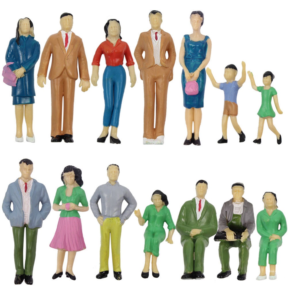 14 Pcs Miniature Standing Seated People Adult Child Passenger 1:25 ...