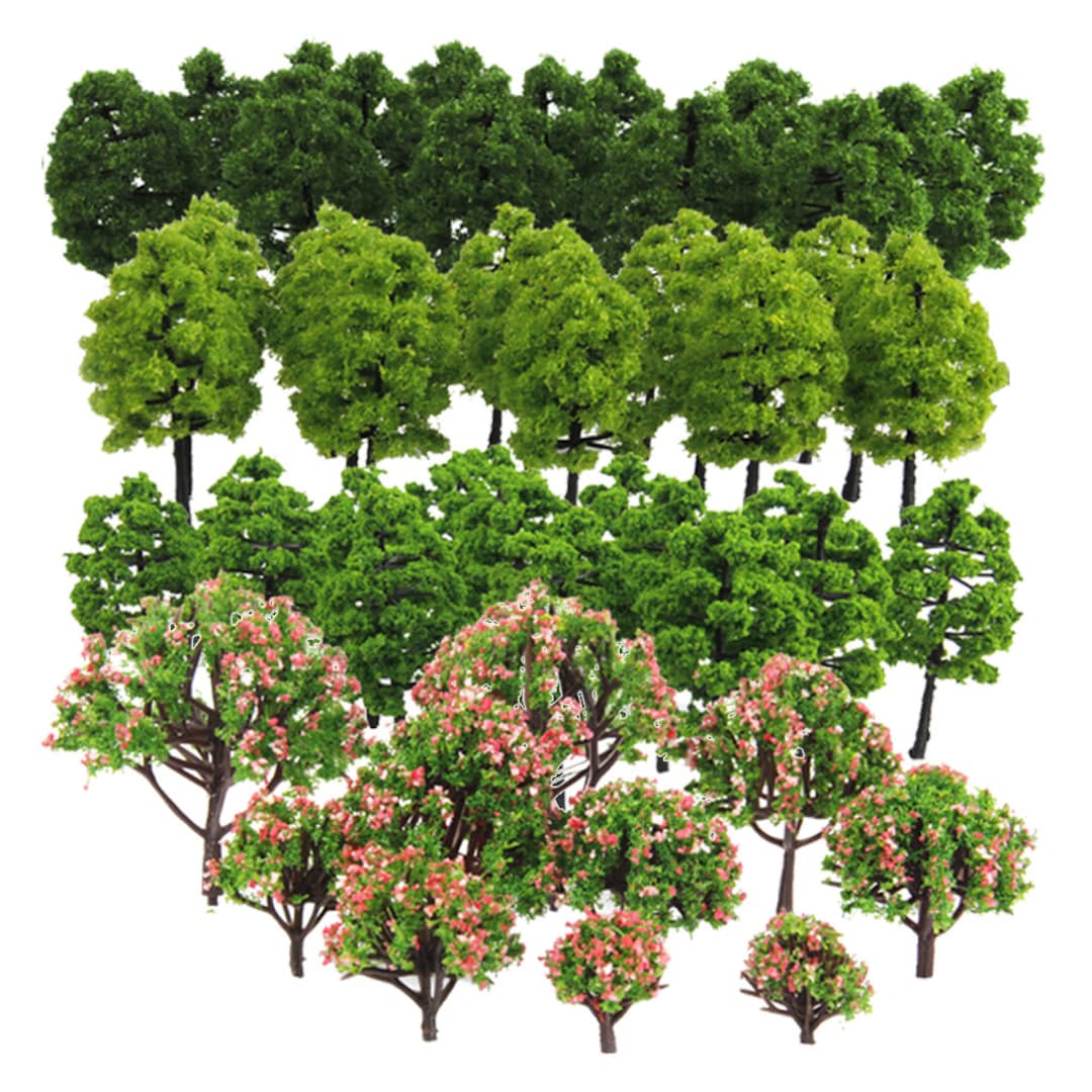 70 Pcs Miniature Mixed Tree Models HO Z TT Scale Train Railway ...
