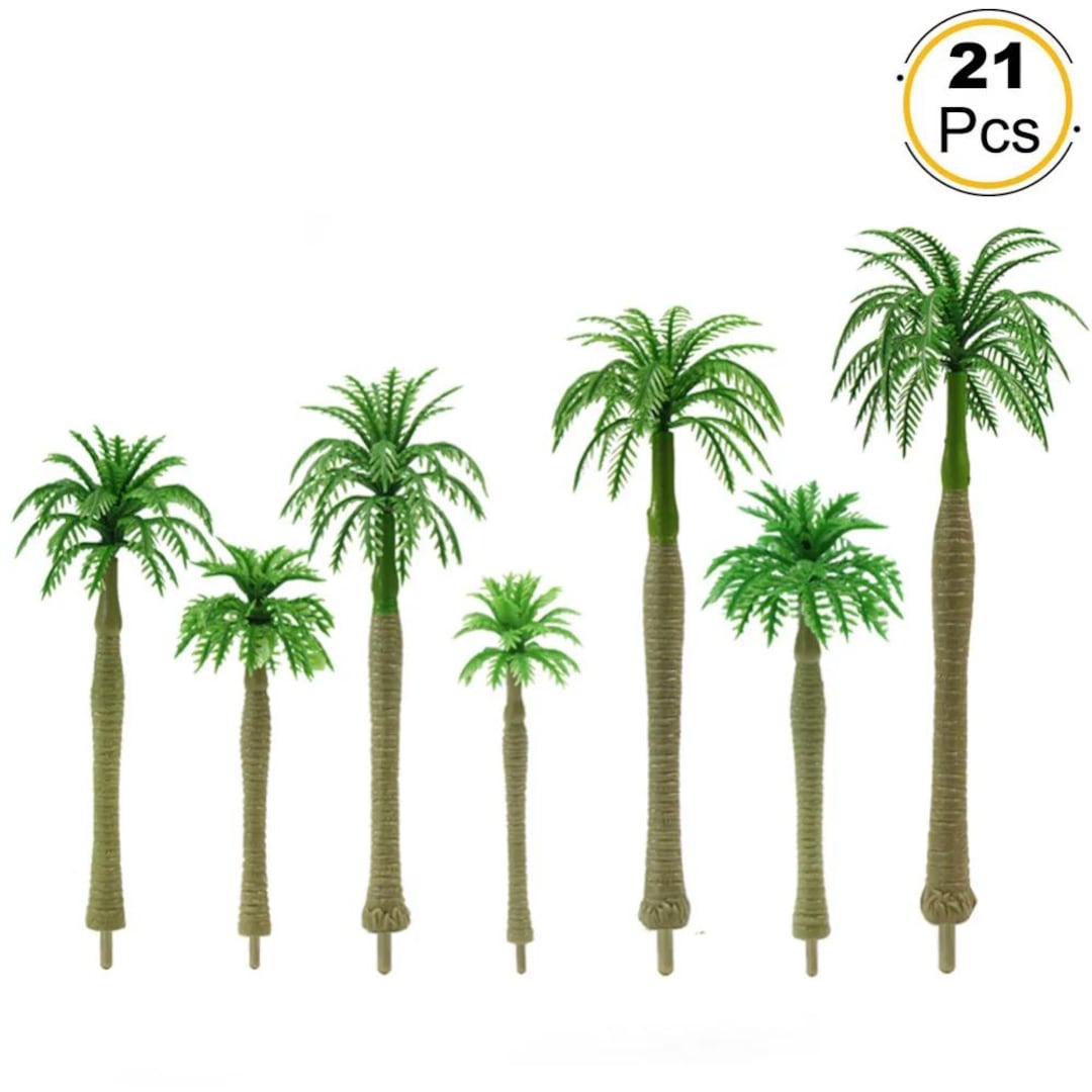 21 Pcs Mixed Miniature Coconut Palm Tree Model Train Railway ...