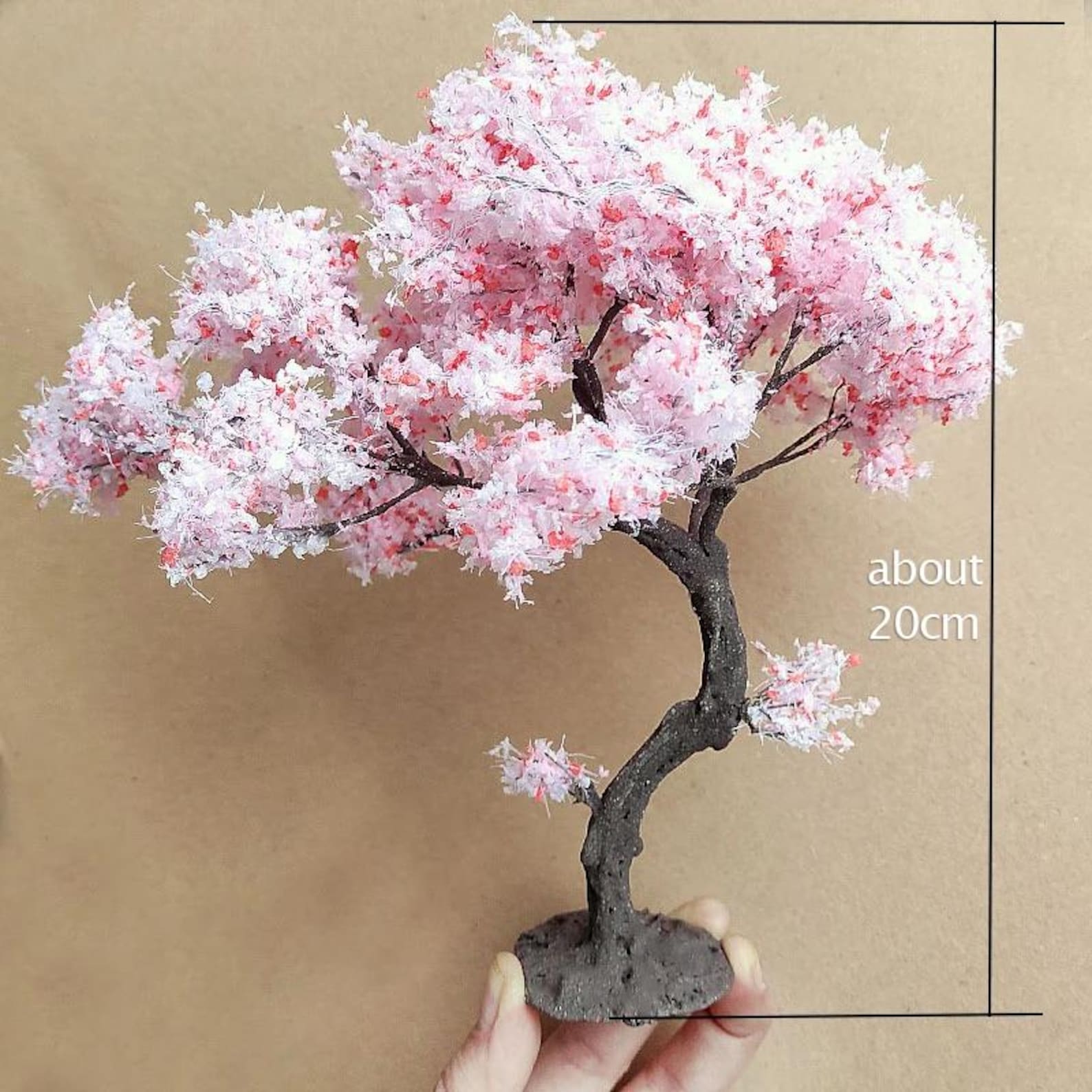 10/15/20cm Miniature Sakura Cherry Blossom Wire Tree Model Dollhouse ...