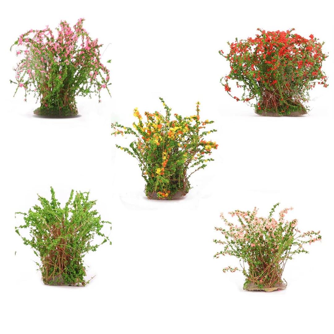 5pcs Miniature Flowering Shrubs for Fairy Garden, Diorama, Railway ...