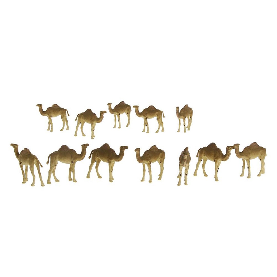 12 Pcs Miniature Dromedary Camel Wild Animal 1:87 Figures HO Scale ...