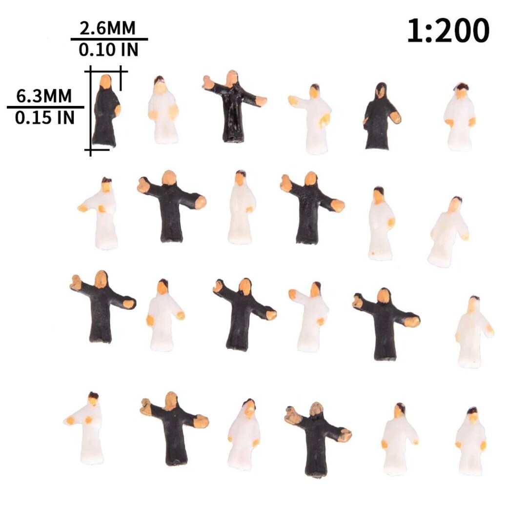 Miniature Robed People Figures 1:50–200 Scale Model Scenery Characters ...