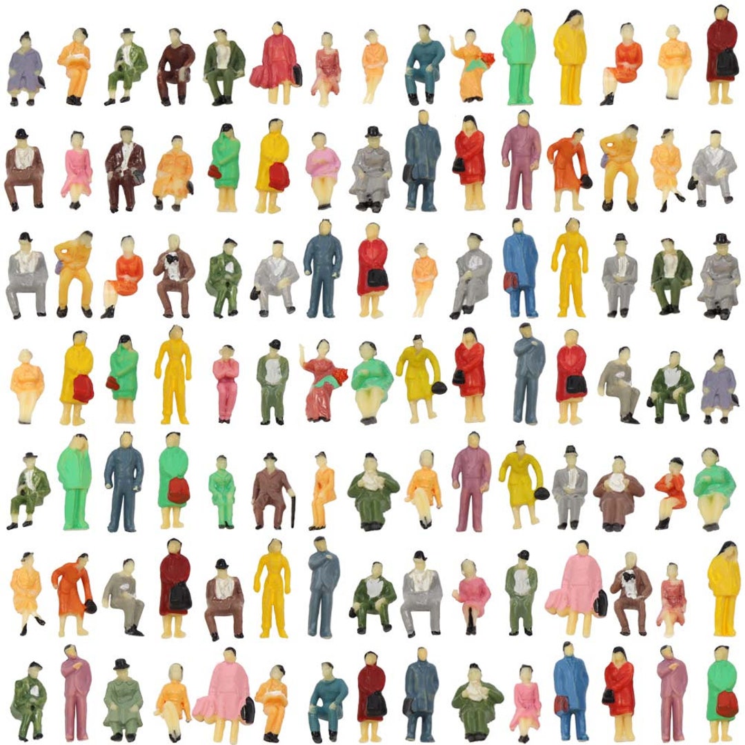 108 Pcs Miniature Standing Seated Passenger People 1:87 Figure HO TT ...