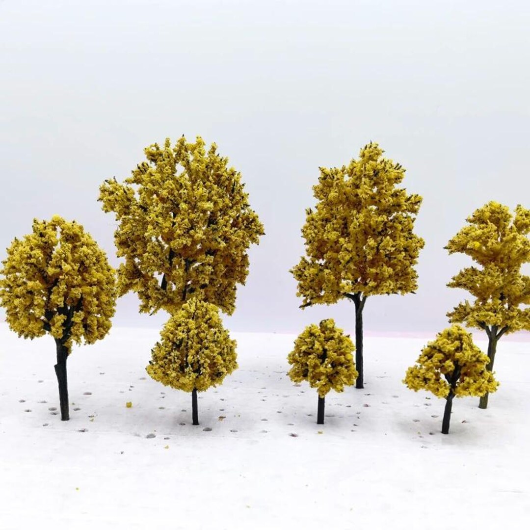 100pcs Mixed Autumn Model Trees 3–12cm Plastic Miniature Scenery for ...